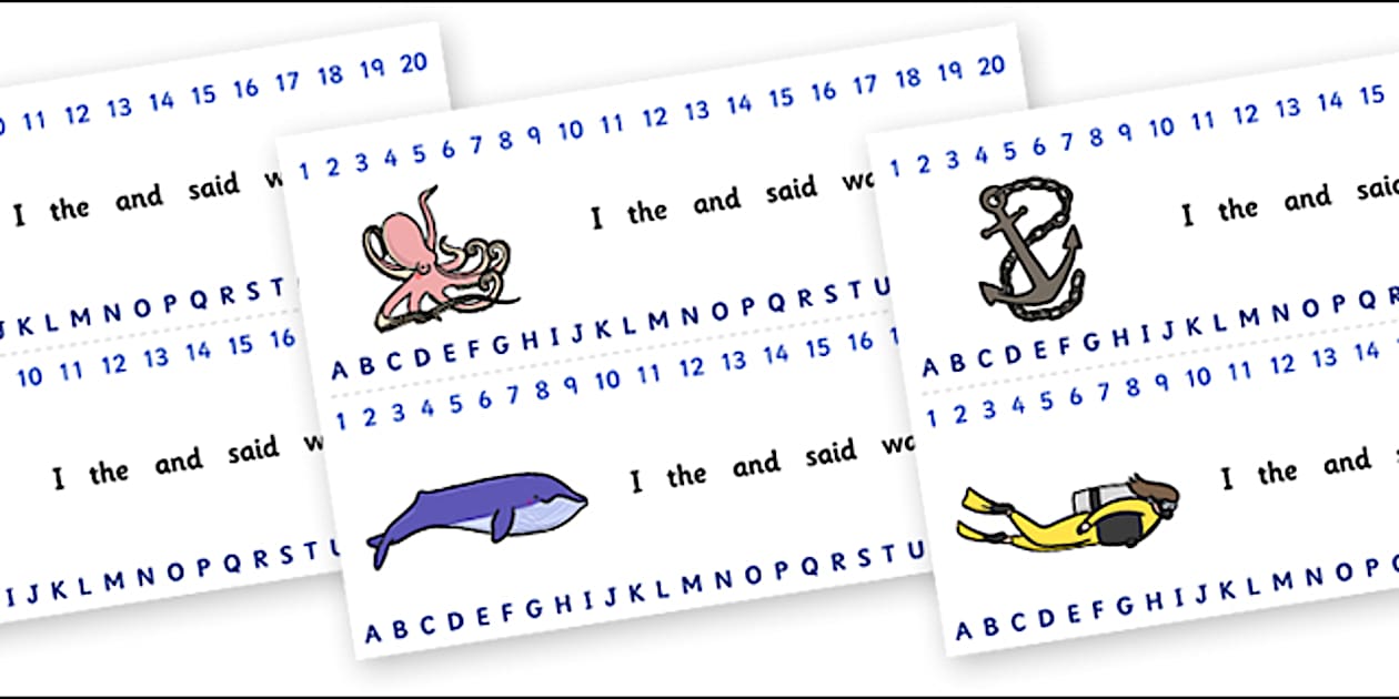 Combined Alphabet and Number Strips (Under the Sea) - Twinkl