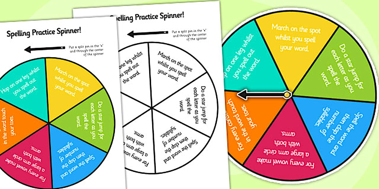 Gross Motor Spelling Practice Spinner - Twinkl