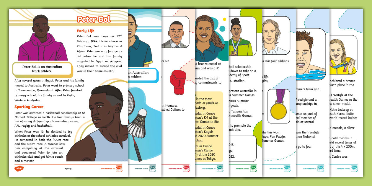 Australian Athletes Fact Sheet Pack (teacher made) - Twinkl