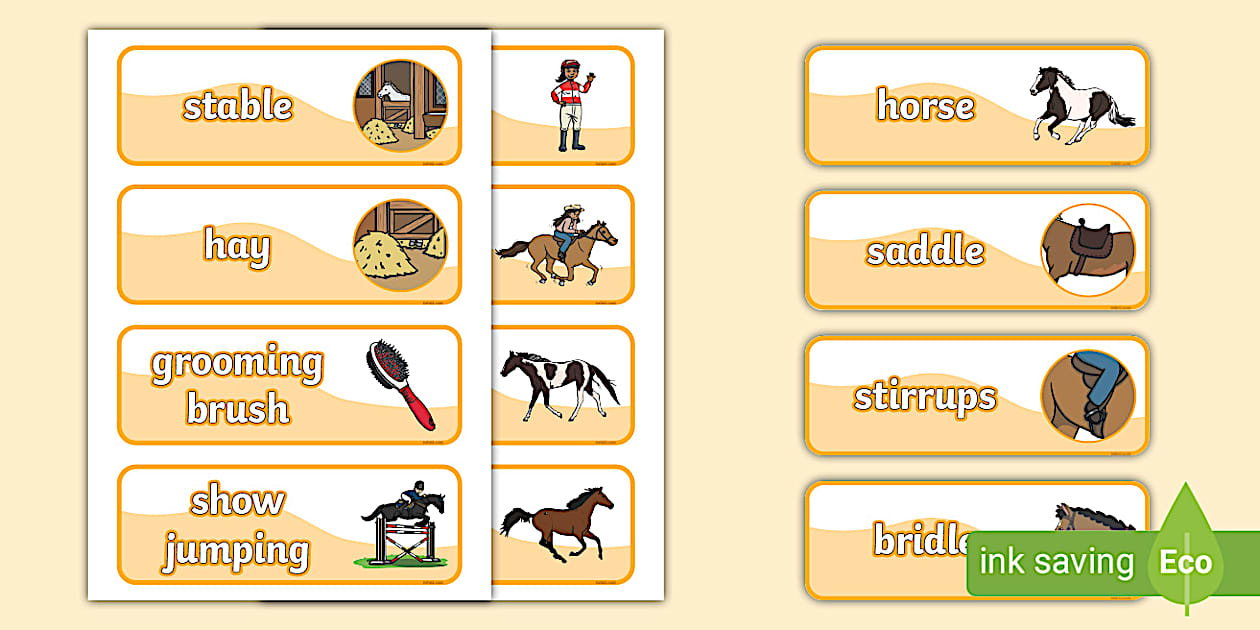 Horse Word Cards (Teacher-Made) - Twinkl