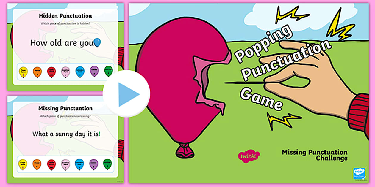 Popping Punctuation PowerPoint Game for 1st-2nd Grade