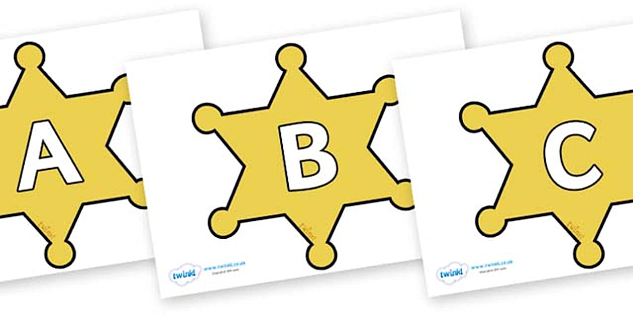 A-Z Alphabet on Sheriffs Badges (Hecho por educadores)