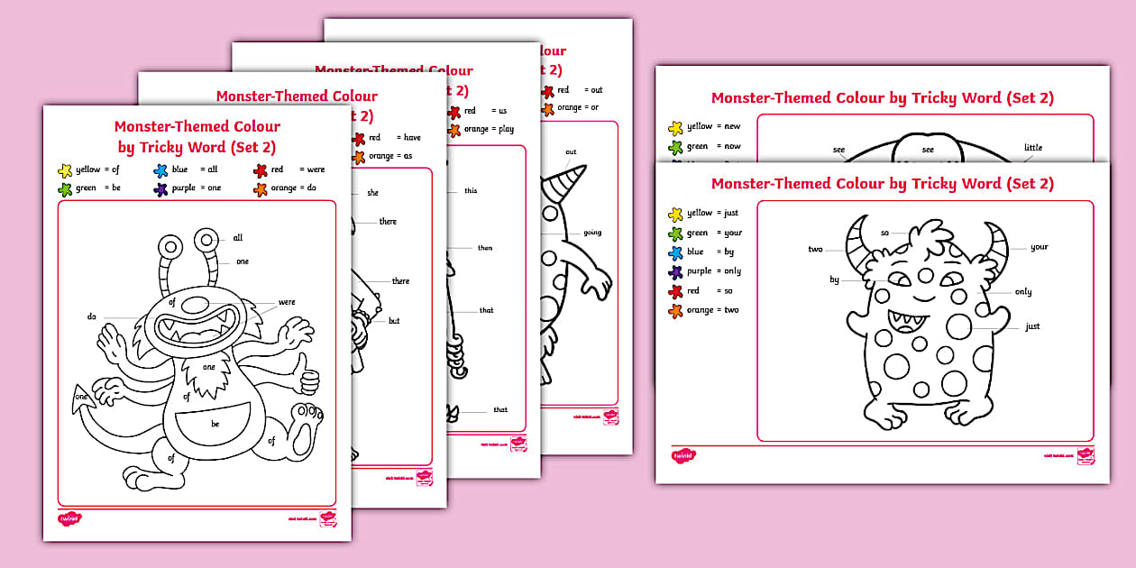 Monster-Themed Colour by Tricky Word (Set 2) Activity