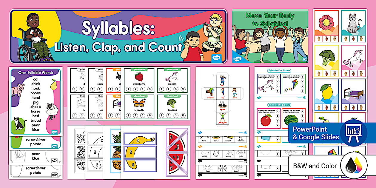 Early Childhood Syllables Literacy Learning Center Pack