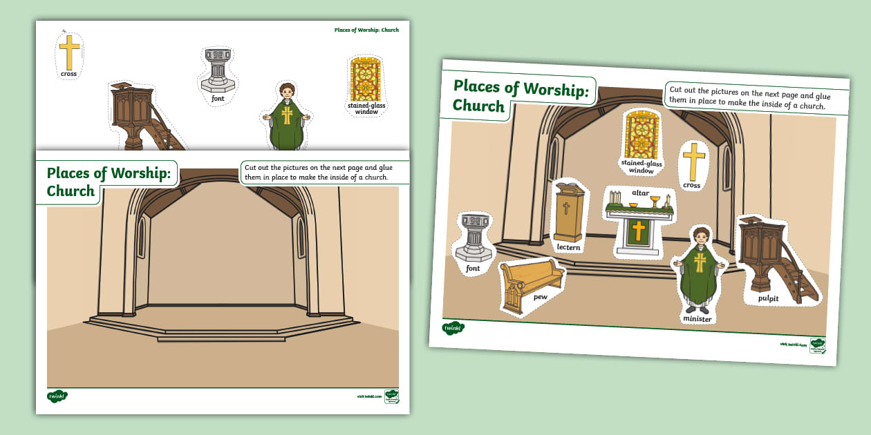 Places of Worship Church Cut and Stick Activity - KS1