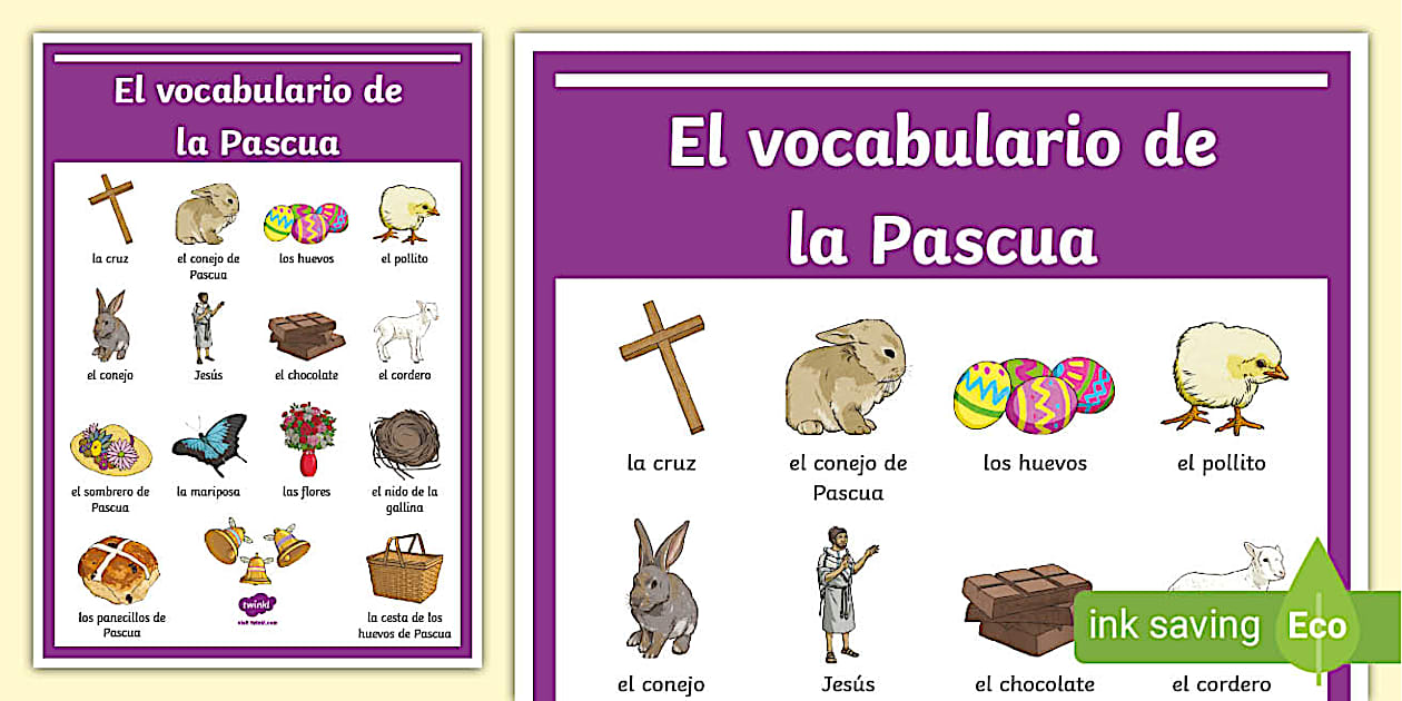 Easter Spanish Vocabulary Display Poster - Twinkl