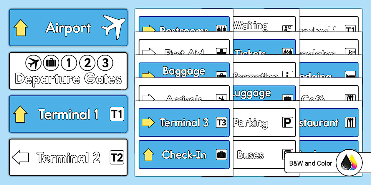 Airport Dramatic Play Signs (teacher made) - Twinkl