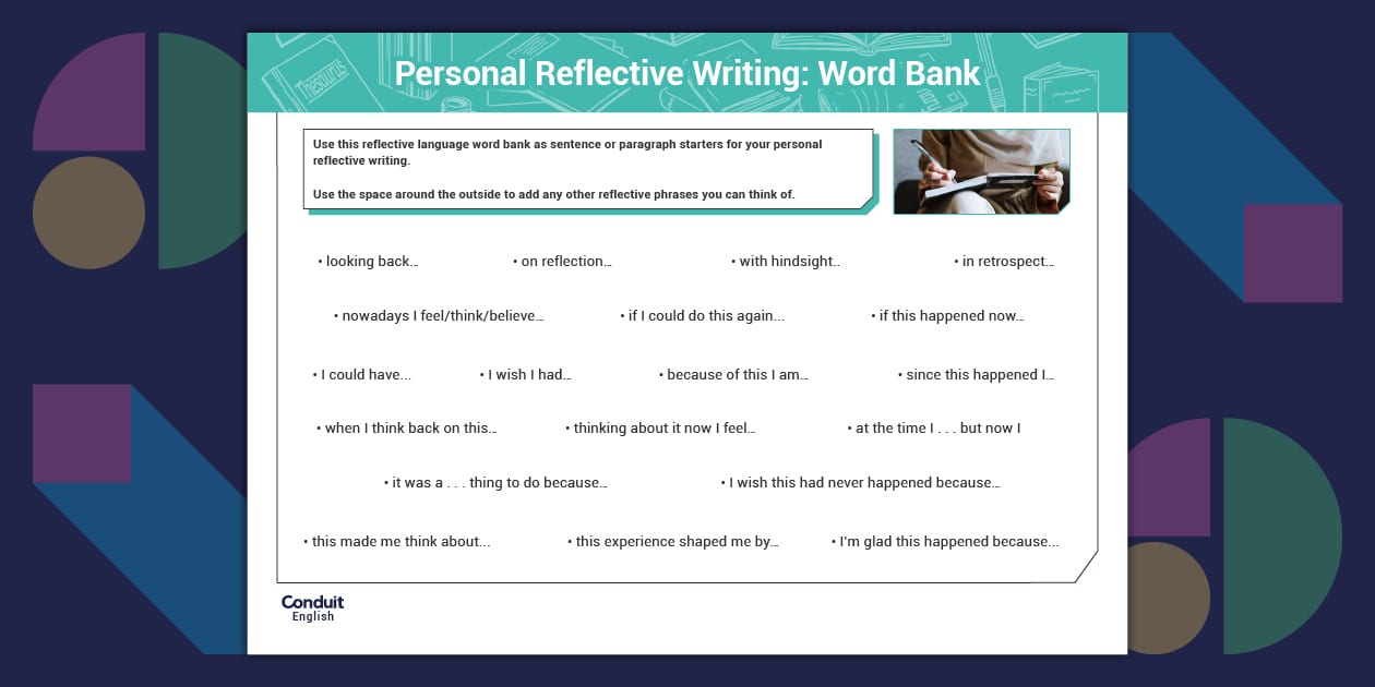 Personal Reflective Writing: Word Bank (teacher made)
