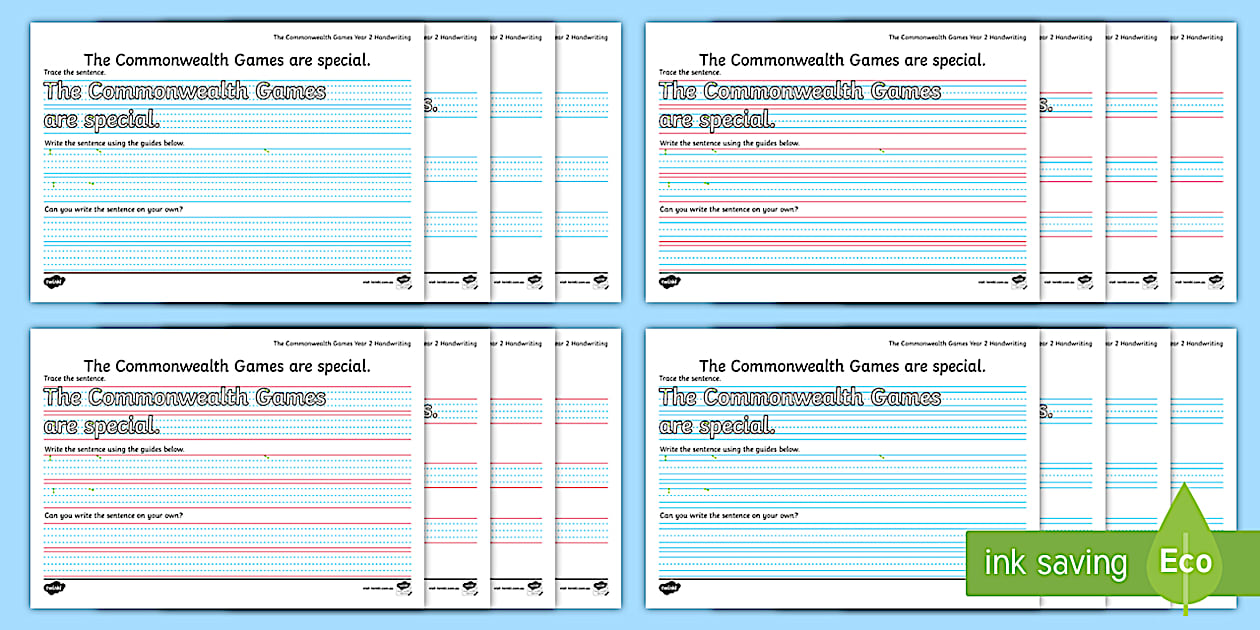 The Commonwealth Games Year 2 Handwriting Practice Worksheet