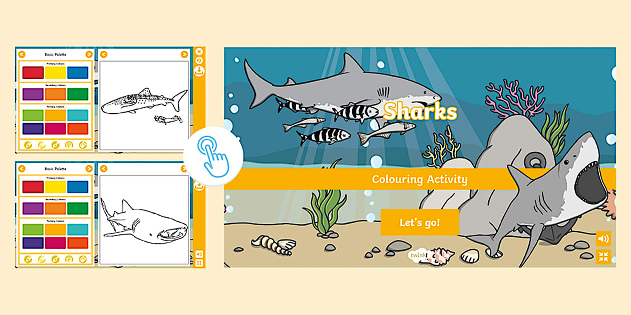 Sharks Interactive Colouring (teacher made) - Twinkl