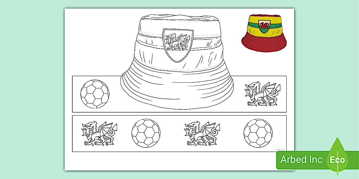 Wales Bucket Hat Template/Templed Het Bwced Cymru