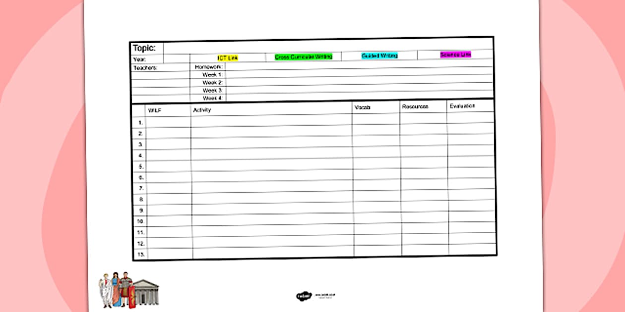 Roman Themed Mid Term Planning Template