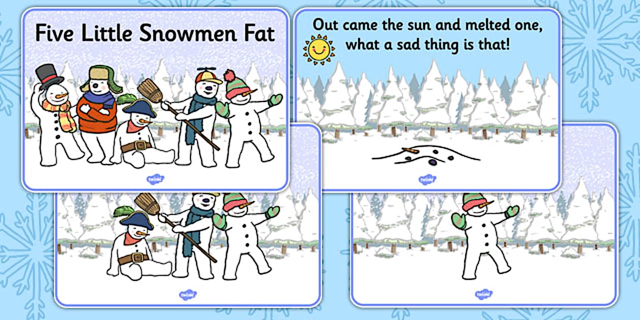 Five Little Snowmen Fat Nursery Rhyme posters - Twinkl