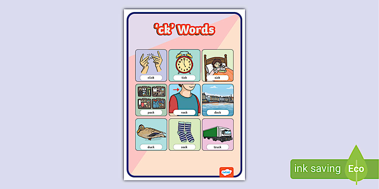 'ck' Words Display Poster (Teacher-Made) - Twinkl
