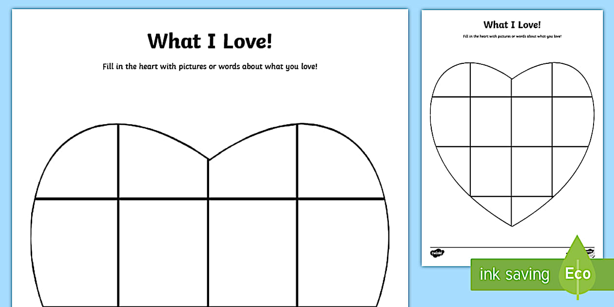 Things I Love Worksheet (Teacher-Made) - Twinkl