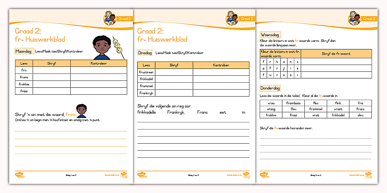 Graad 2 Klanke Huiswerk fr- (teacher made) - Twinkl