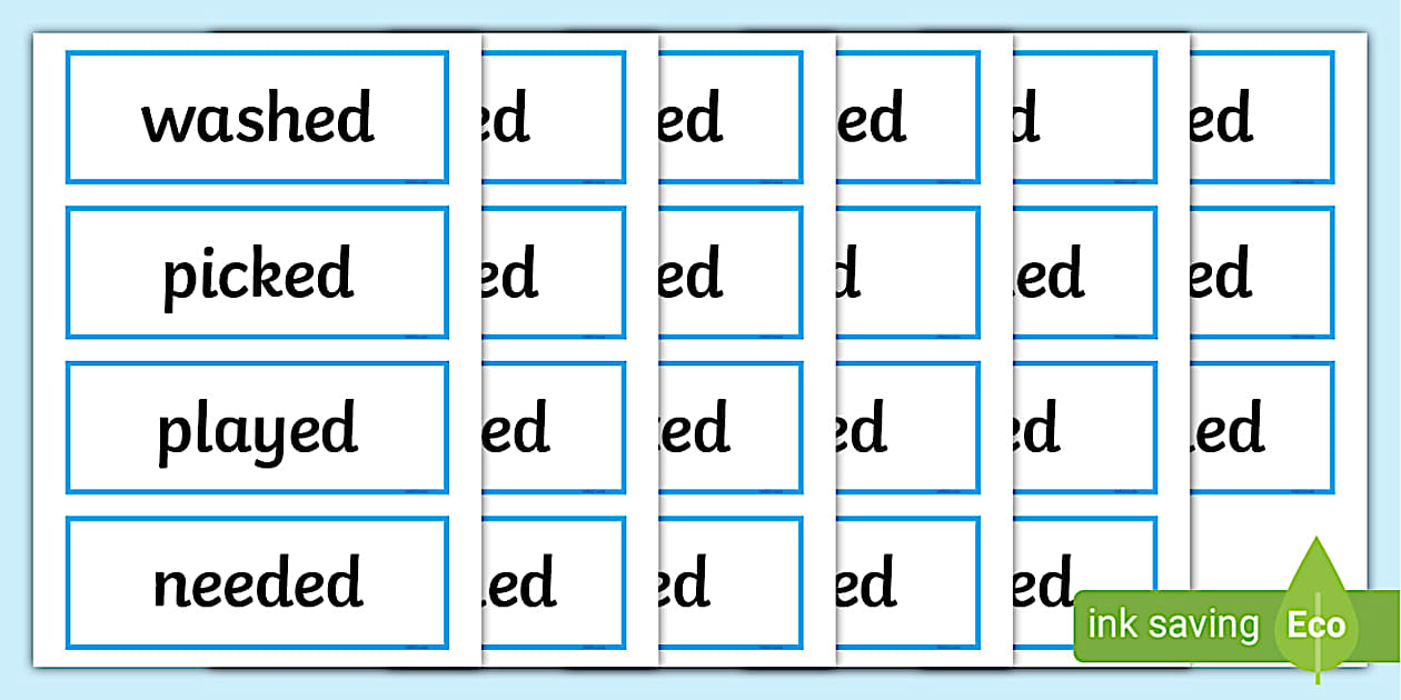 Using the Suffix -ed for Past Tense Word Cards - Twinkl
