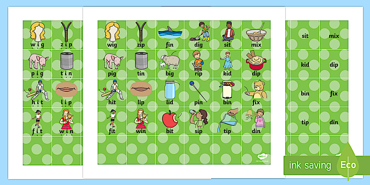 TAS CVC Words 'i' Differentiated Mat (Compatible with Bee-Bot)
