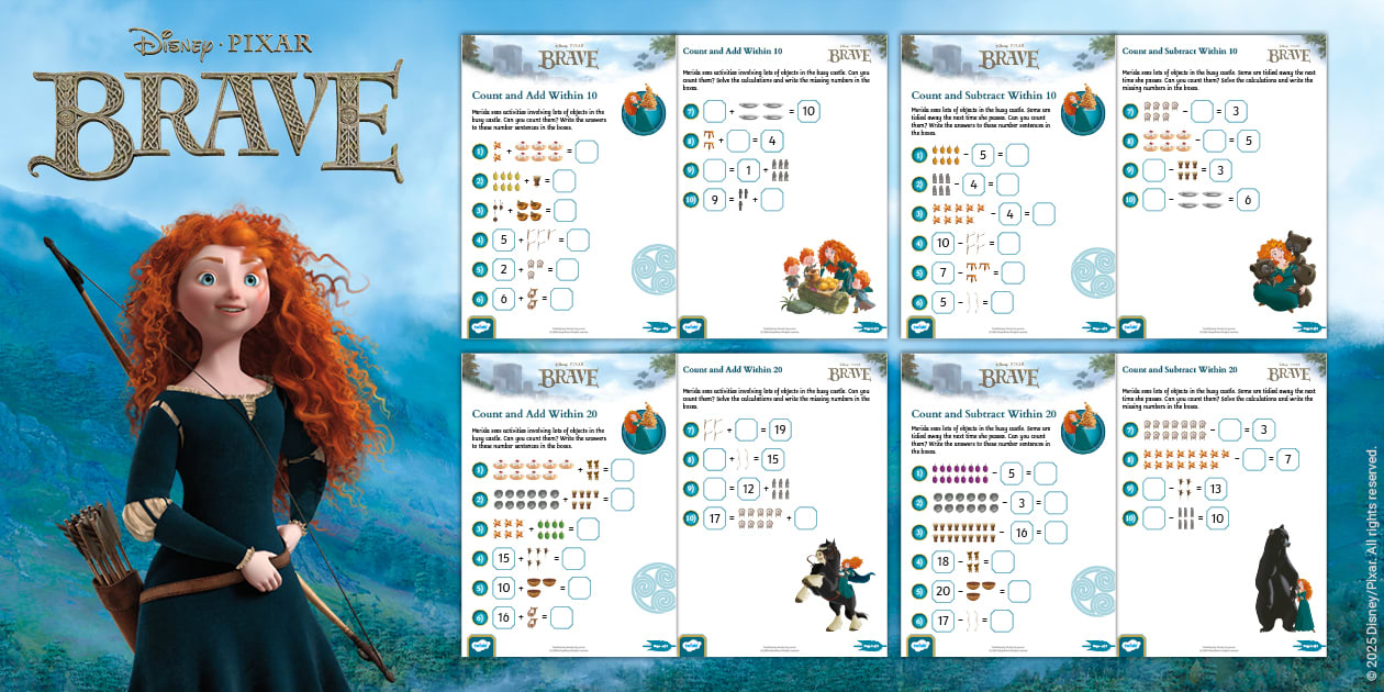 👉 Brave: Count and Add/Subtract Maths Activity Sheets