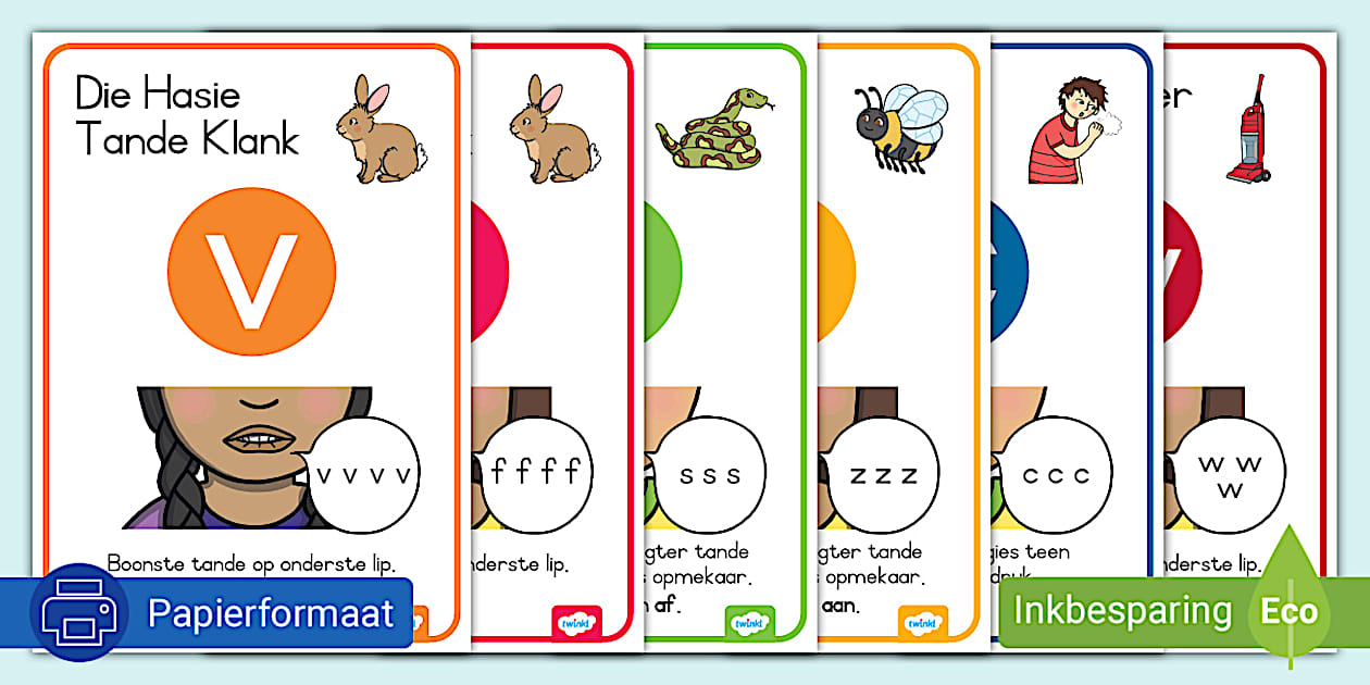 Visuele Ondersteuning vir Spraakklanke Frikatiewe - Twinkl