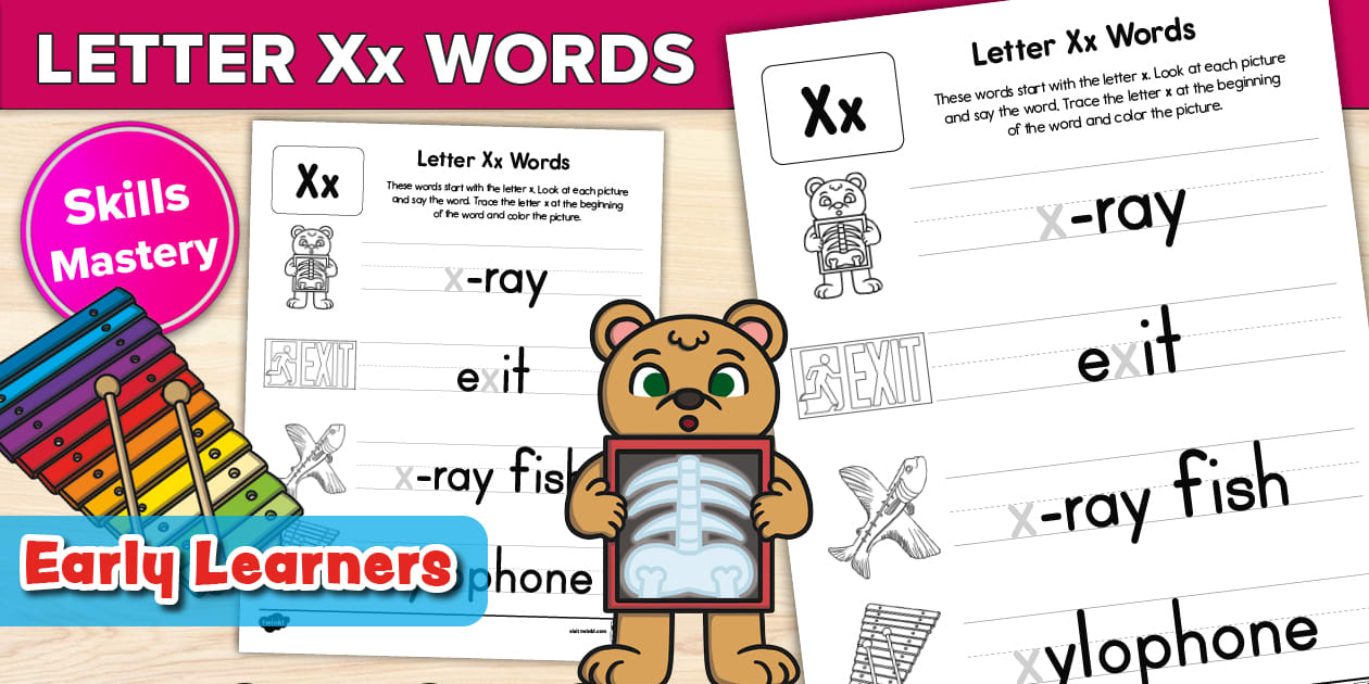 Letter Xx Words: Letter Recognition Worksheet for PreK-K