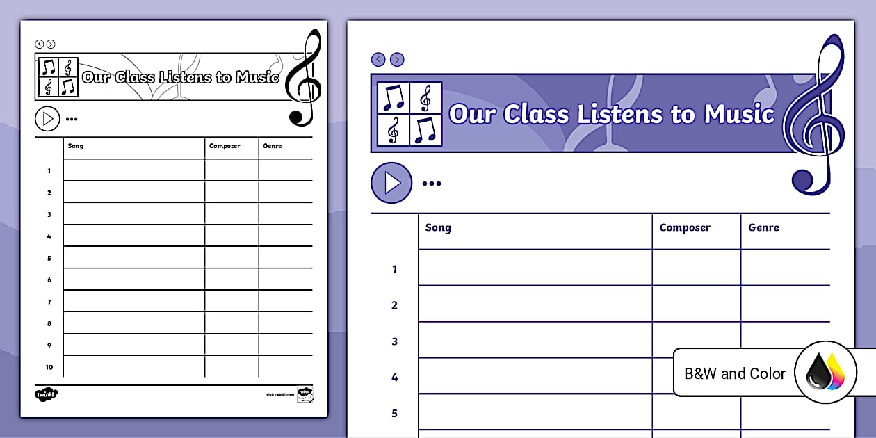 Music Genres Playlist Check-Off Chart | Twinkl USA