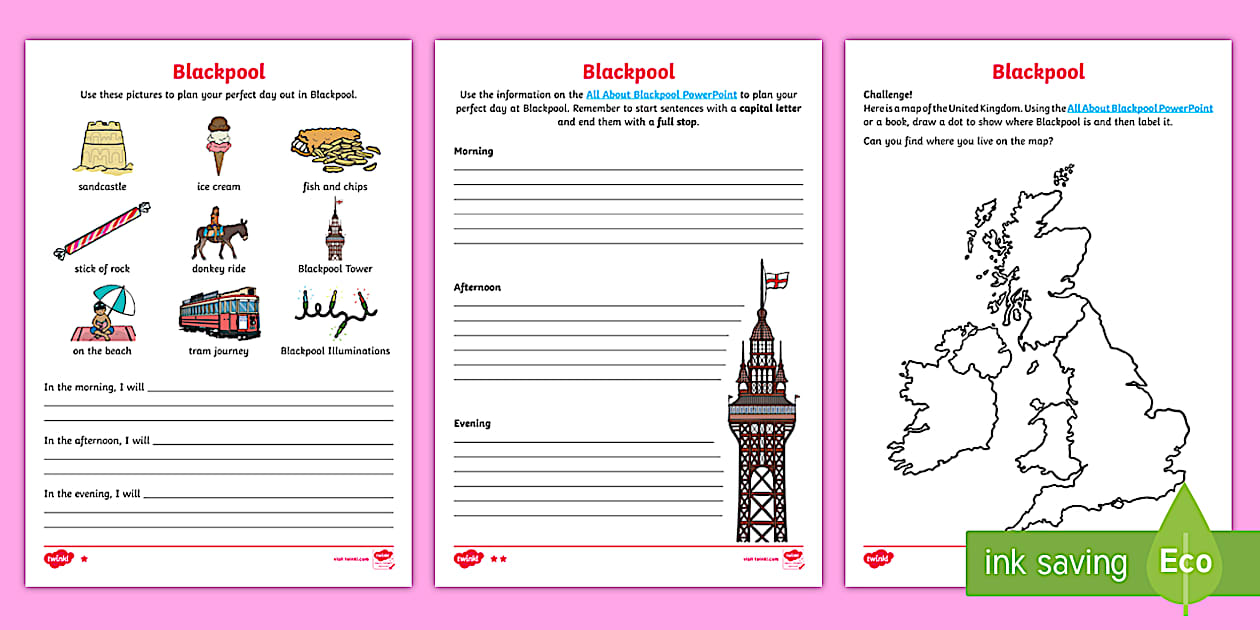 Blackpool Differentiated Worksheets - Twinkl