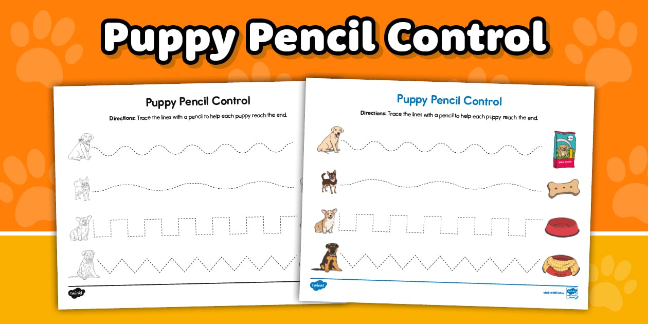 Puppy Pencil Control Worksheet | Puppy Bowl | Twinkl USA