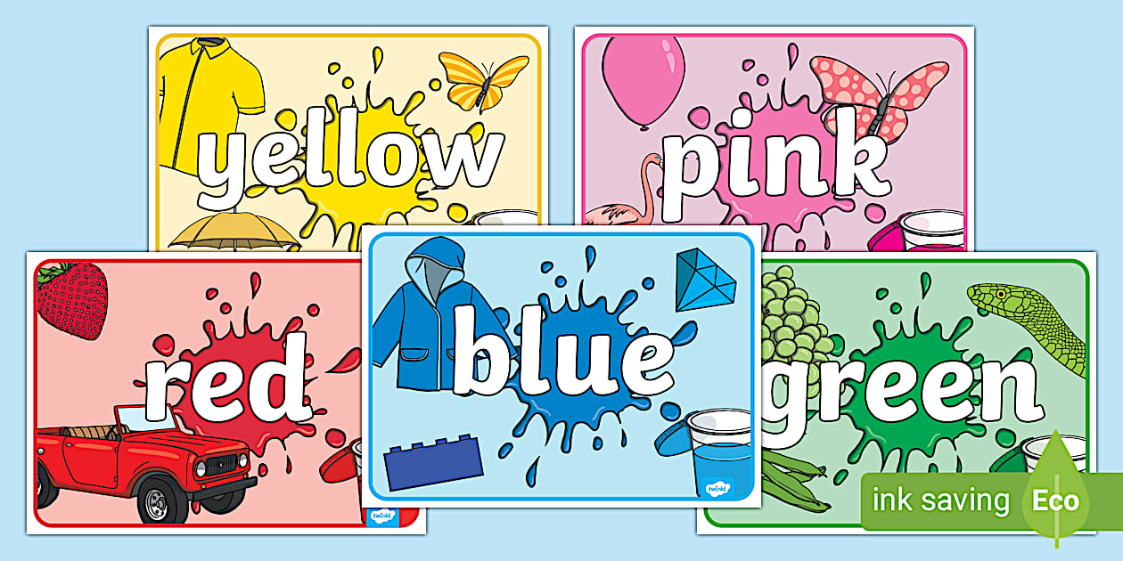 Colours splats and Items Display Posters (teacher made)