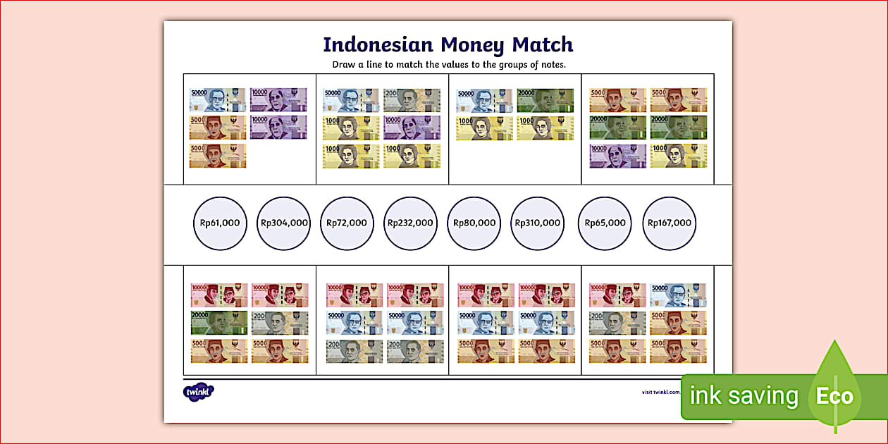 Indonesian Money Match Currency Rupiah Notes Shopping Maths