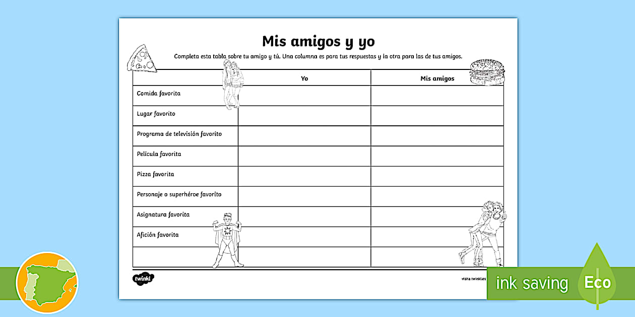 Ficha de actividad: Mis amigos y yo