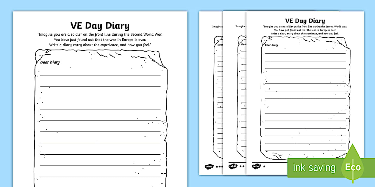 VE Day Diary Writing Template - Twinkl