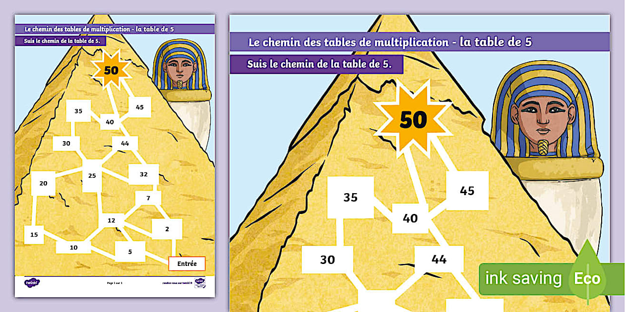 Le chemin des tables de multiplication - la table de 5