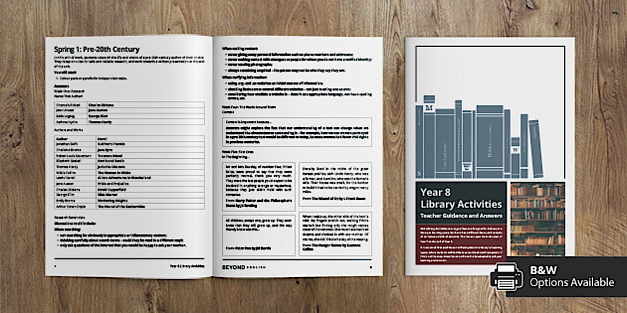Library Lesson Ideas KS3 Year 8 Teacher Guidance - Twinkl