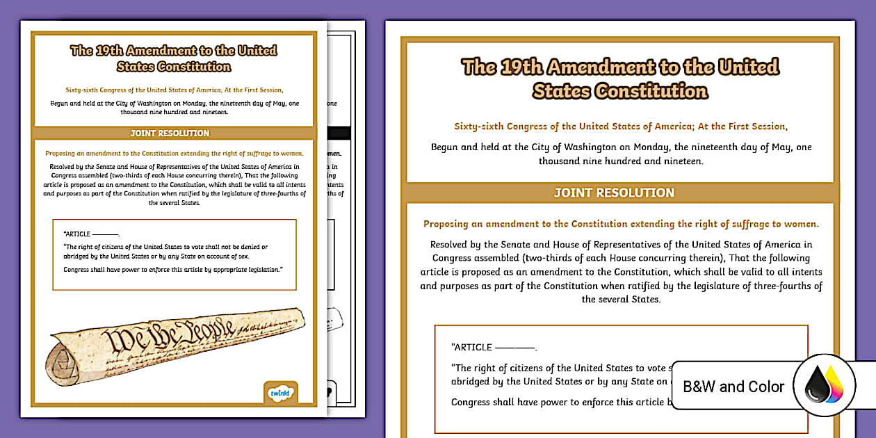 The 19th Amendment to the United States Constitution