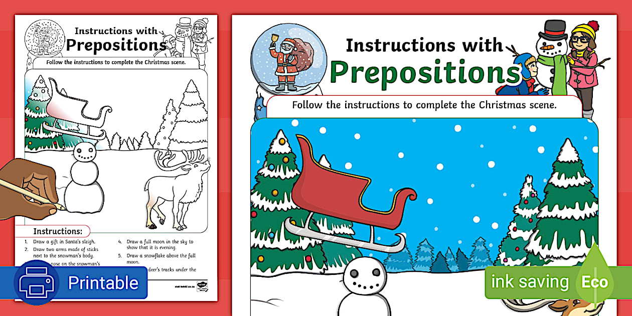 Christmas Instructions with Prepositions (teacher made)