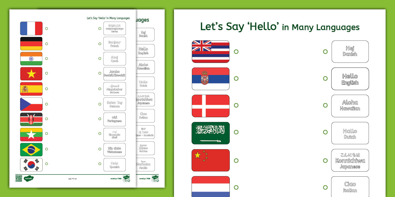 Hello! In Many Languages Interactive PDF (teacher made)