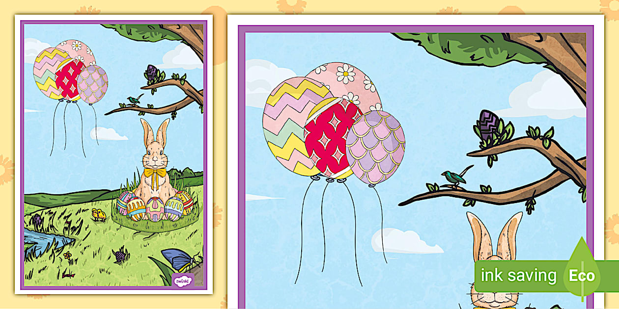 Easter Bunny Balloons Poster (Teacher-Made) - Twinkl