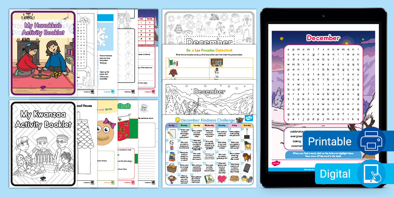 December Activity Pack for K-2nd Grade (teacher made)