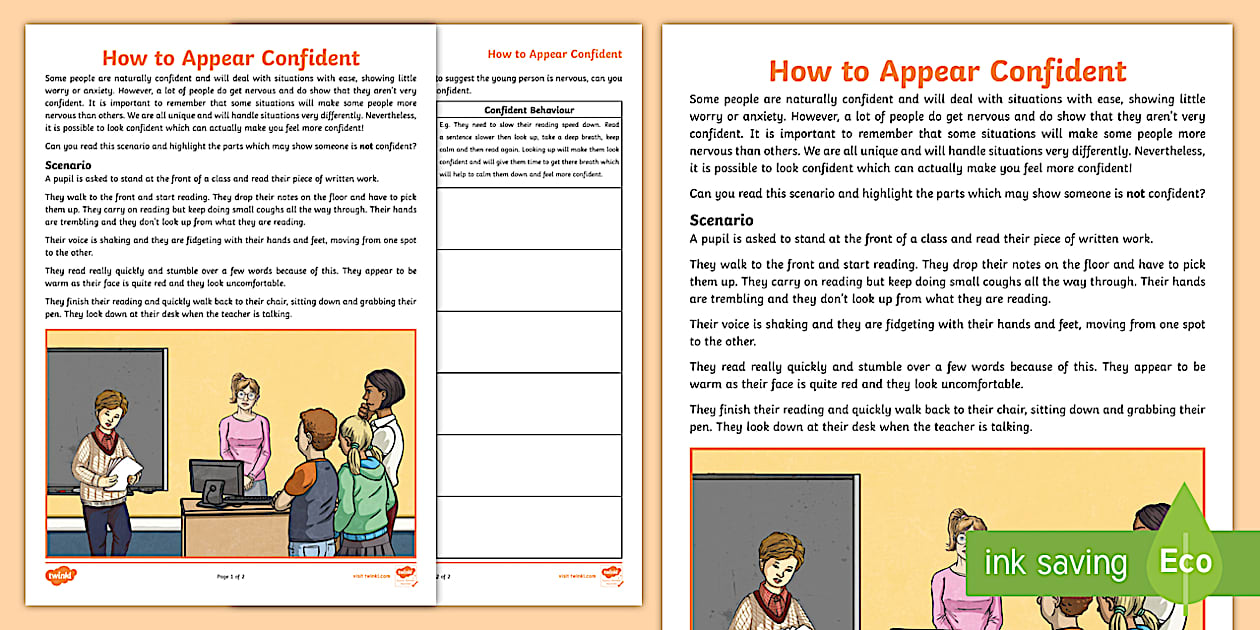 How to Appear Confident Worksheet / Worksheet (teacher made)