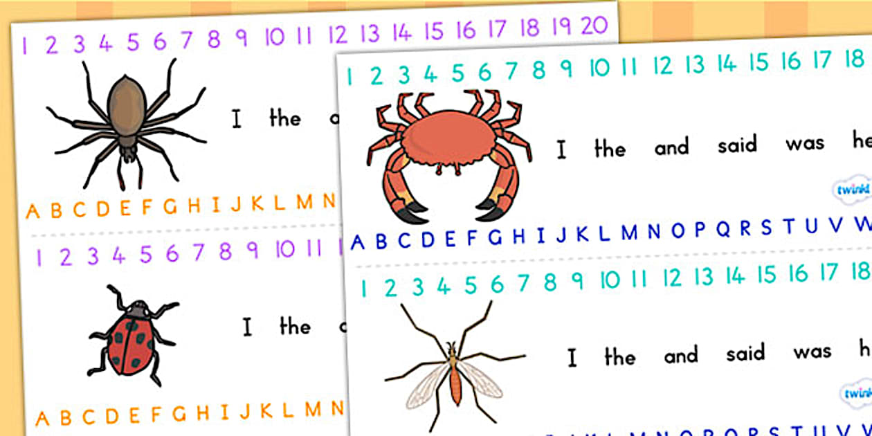 Minibeasts Combined Number and Alphabet Strips - Twinkl