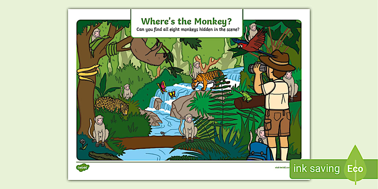 Where's the Monkey? I Spy Activity (teacher made) - Twinkl
