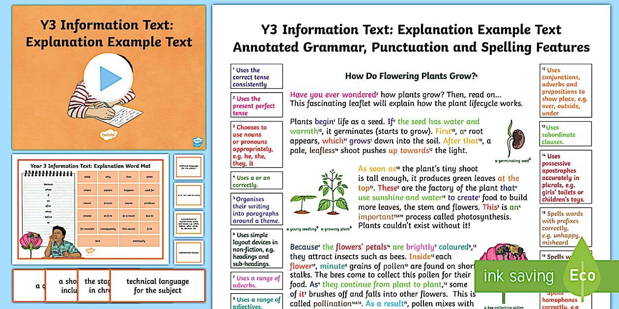 Y3 Information Texts: Explanation Model/Example Text - Writing