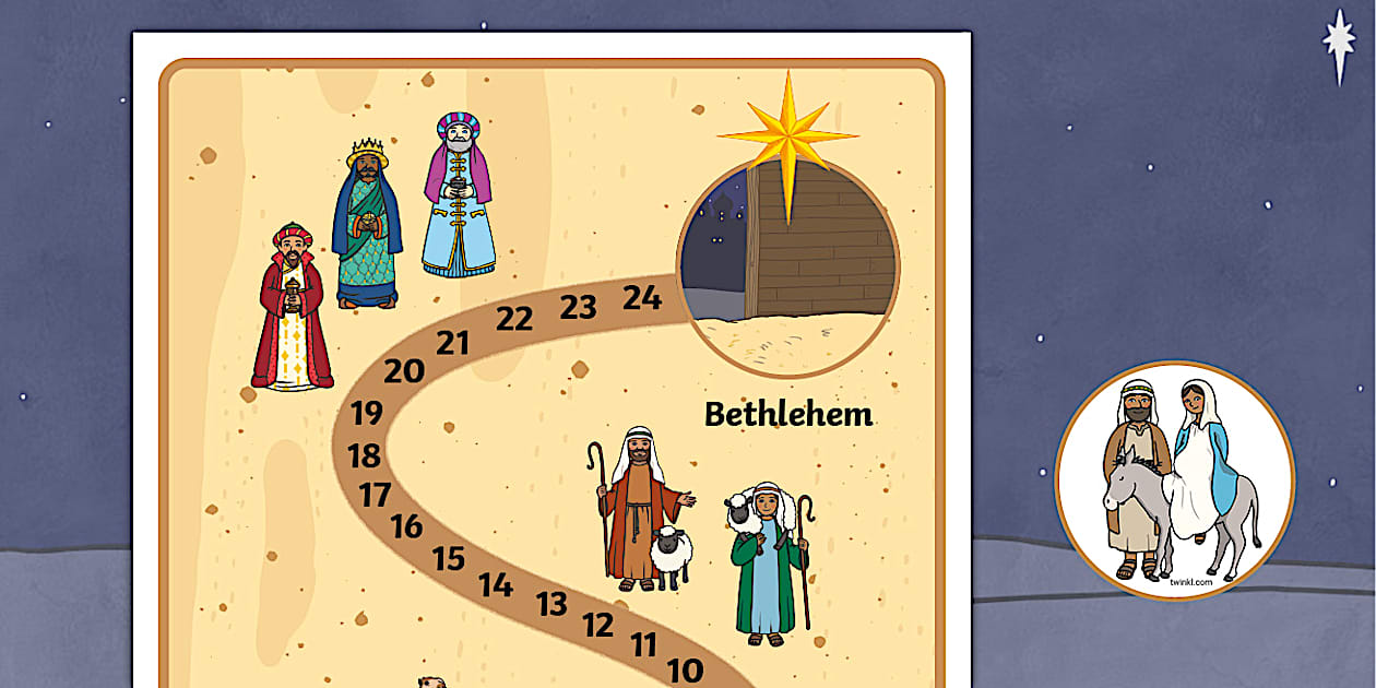 Black and White Interactive Advent Calendar - Journey to Bethlehem Display
