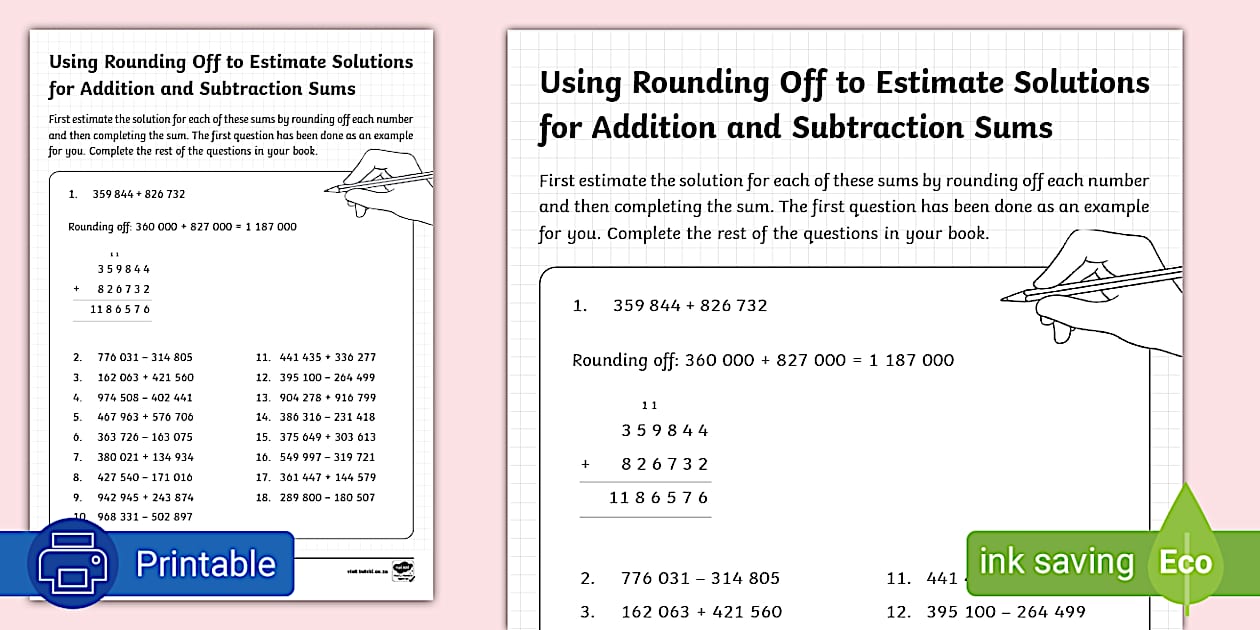 Gr 6 Maths Rounding For Addition And Subtraction Caps