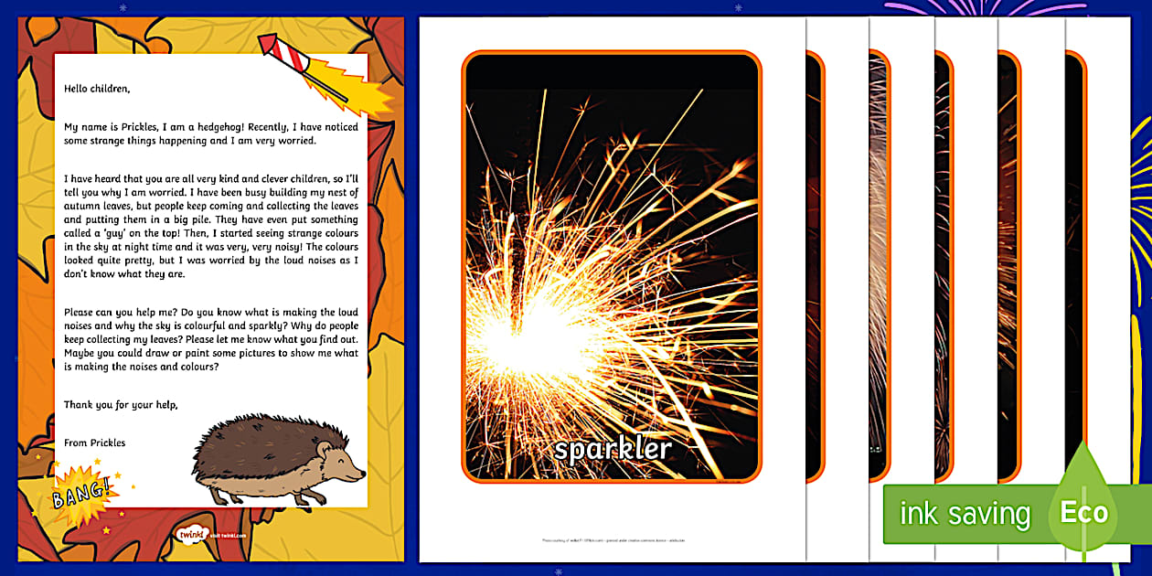 Editable Bonfire Night Hedgehog\'s Worry Letter Resource Pack