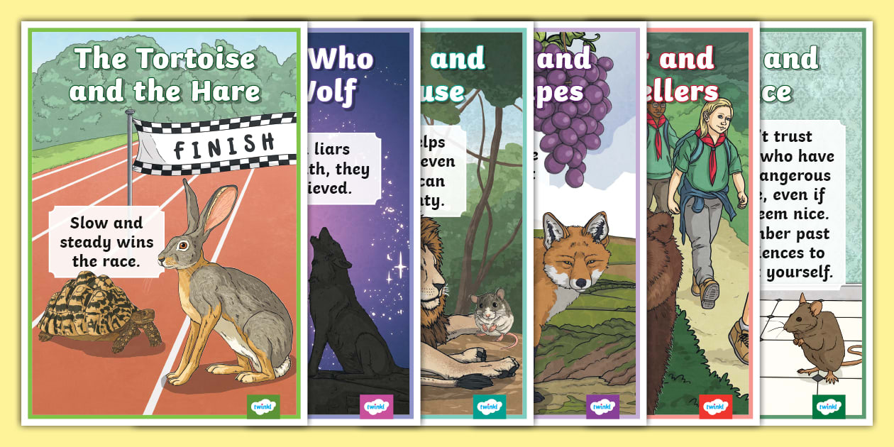 Morals that Fables Teach Us Display Posters (teacher made)