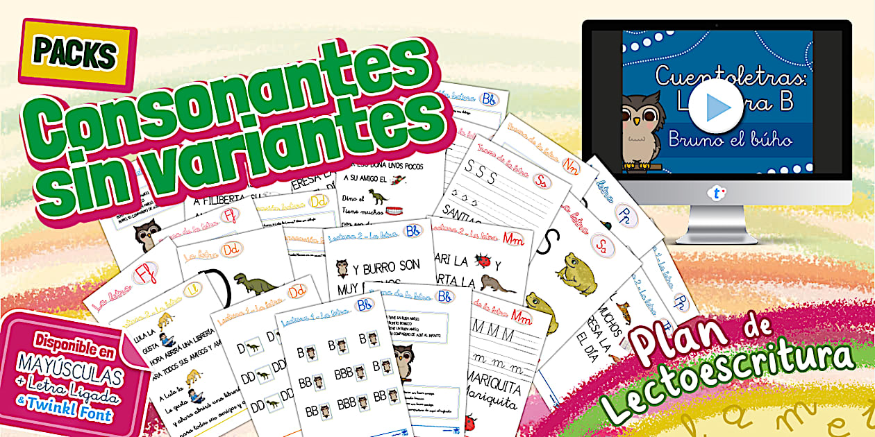 Pack Lectoescritura: Consonantes sin variantes - Twinkl