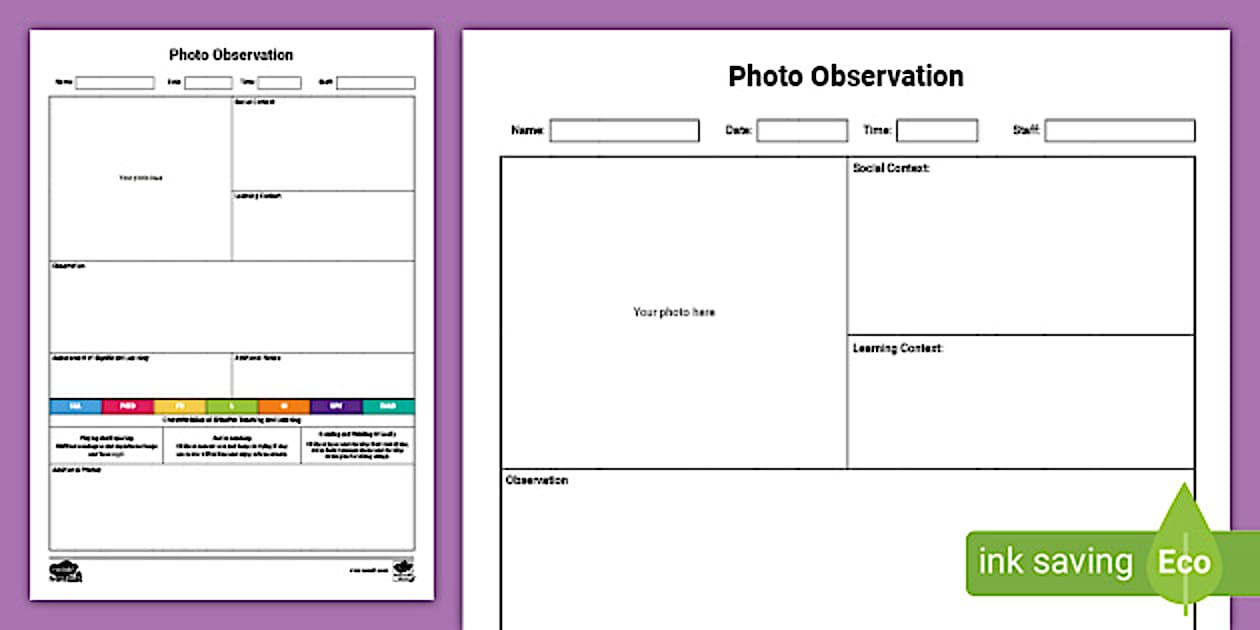 EYFS Photo Observation Sheet (New EYFS 2021) (teacher made)