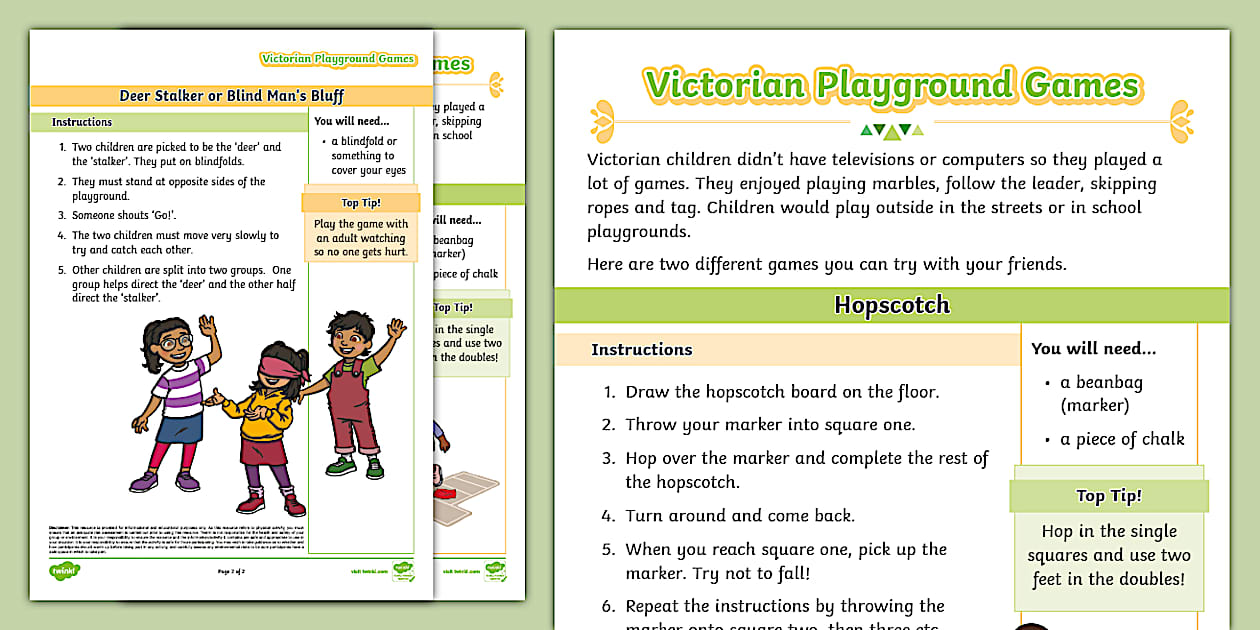 Victorian Playground Games Activity Sheet (Teacher-Made)